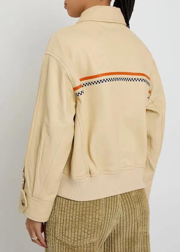AN-Y1 Logo-appliquéd Leather Bomber Jacket