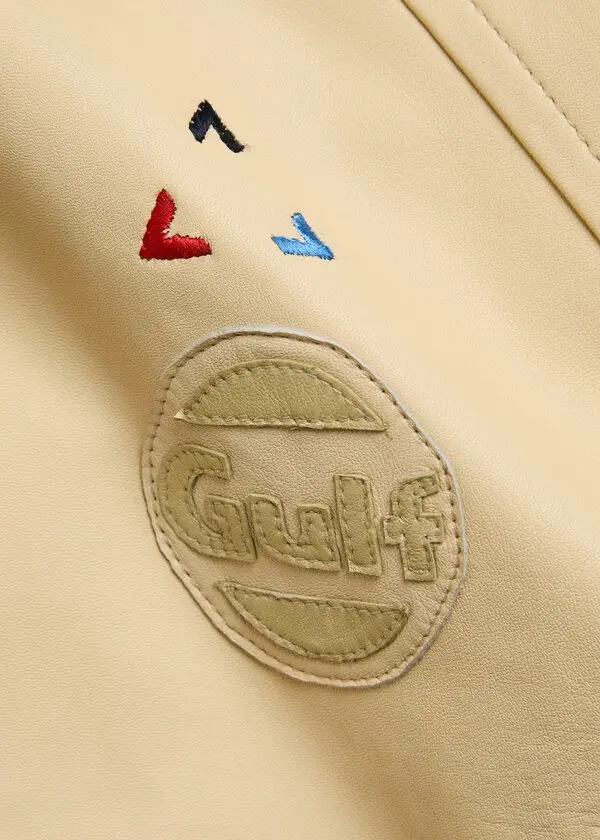 AN-Y1 Logo-appliquéd Leather Bomber Jacket