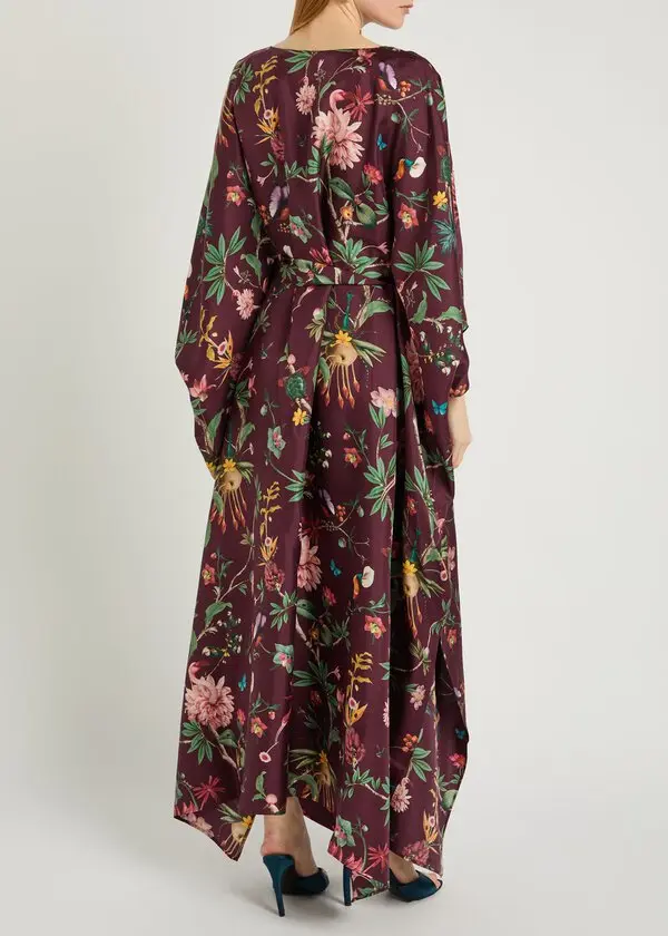 La DoubleJ Square Belted Printed Silk Kaftan Dress