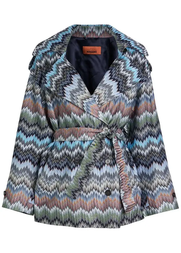 Missoni Zigzag Belted Fine-knit Trench Jacket