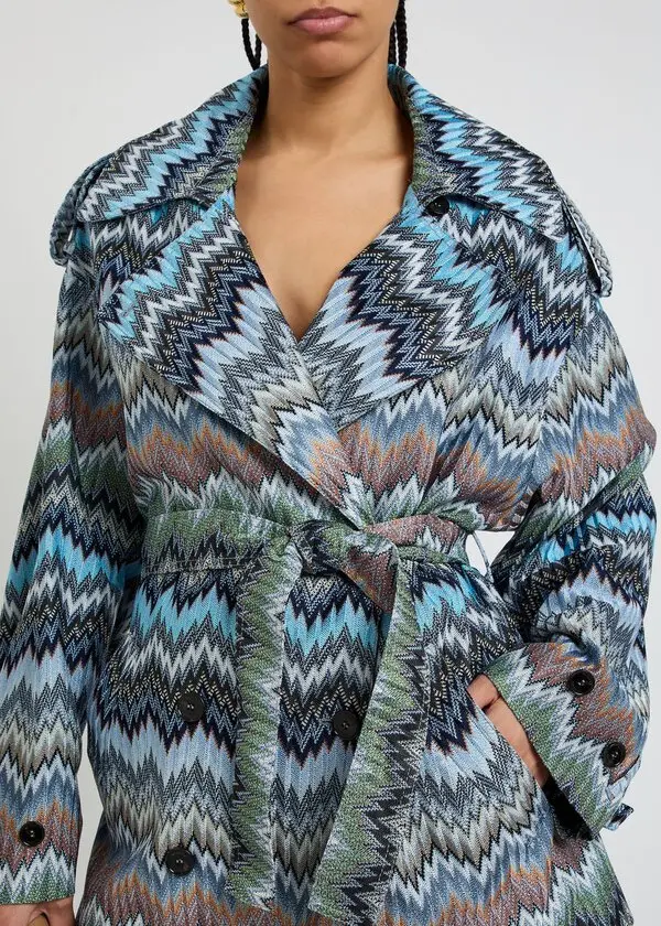 Missoni Zigzag Belted Fine-knit Trench Jacket