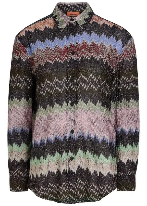 Missoni Snake-pattern Metallic-knit Shirt