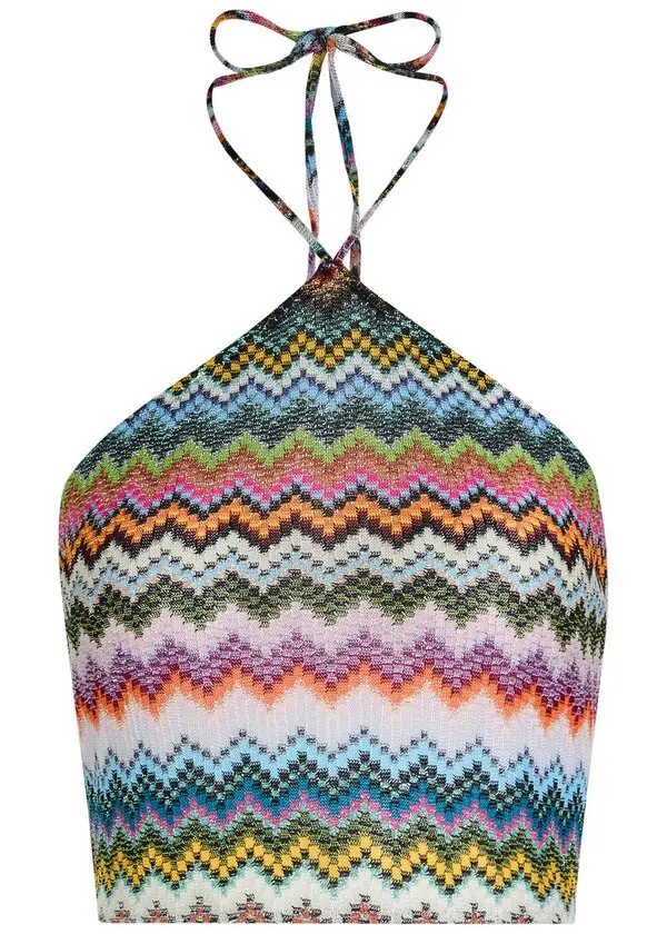 Missoni Zigzag Halterneck Metallic-knit Top - Multicoloured