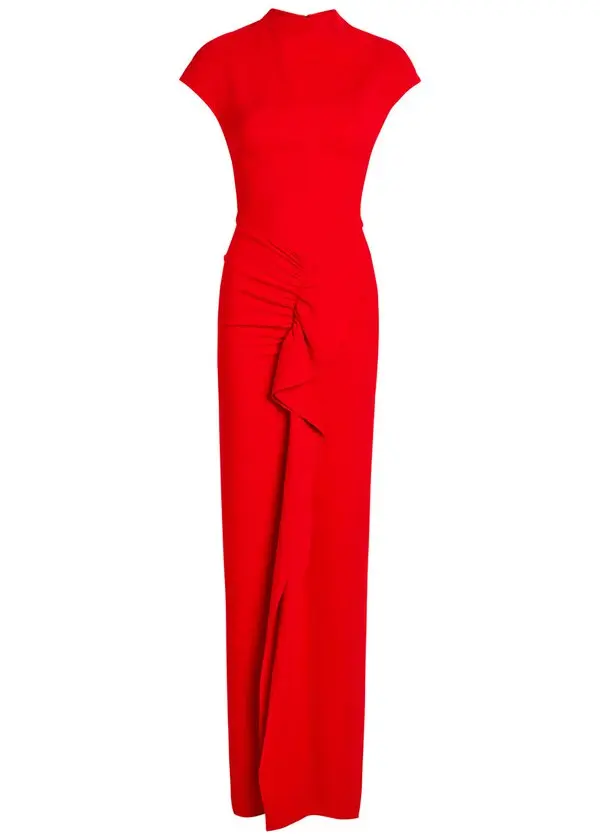 Tove Beth Ruffled Crepe Maxi Dress