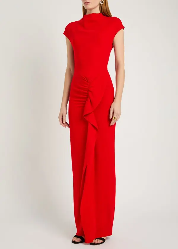 Tove Beth Ruffled Crepe Maxi Dress
