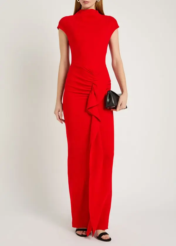 Tove Beth Ruffled Crepe Maxi Dress