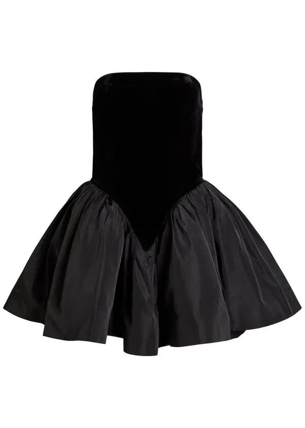 Ronny Kobo Atlas Strapless Velvet Mini Dress