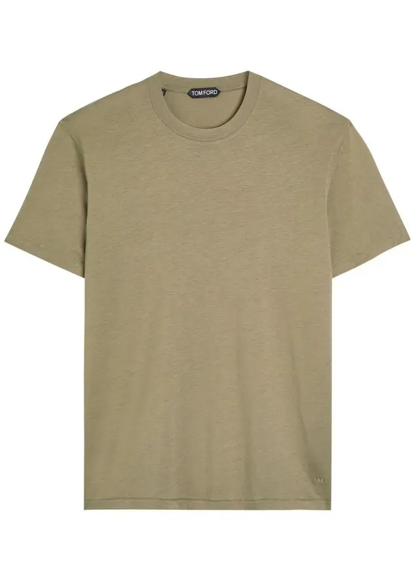 TOM FORD Logo-embroidered Jersey T-shirt - Green