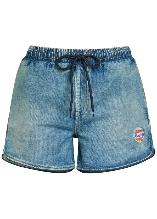 AN-Y1 Star Logo-embroidered Stretch Shorts - Denim
