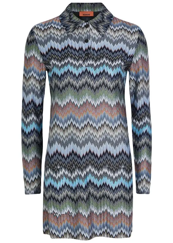 Missoni Zigzag-intarsia Fine-knit Mini Dress - Multicoloured
