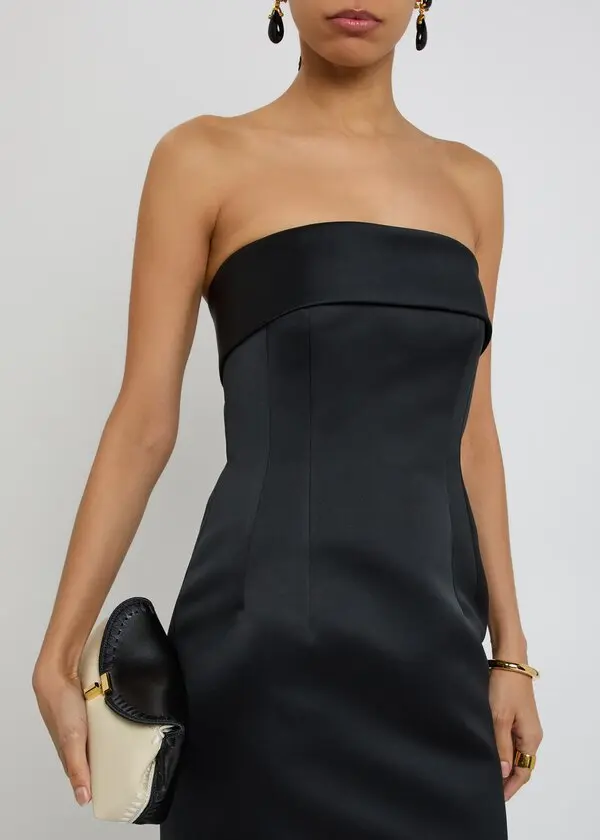 knee length dresses for ladies Forever Icon Strapless Satin Midi Dress main image 1