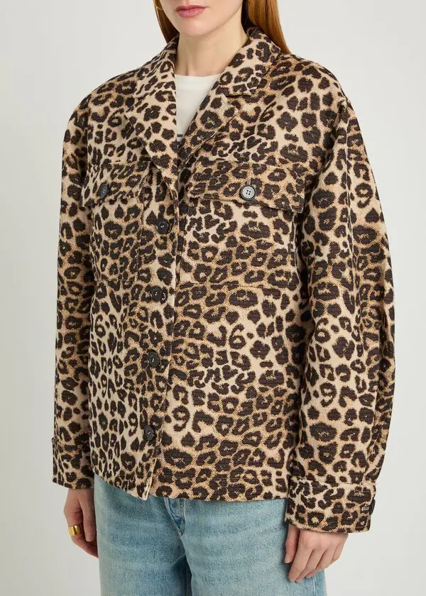 ANINE BING Flynn Print Cotton-blend Jacket - Leopard
