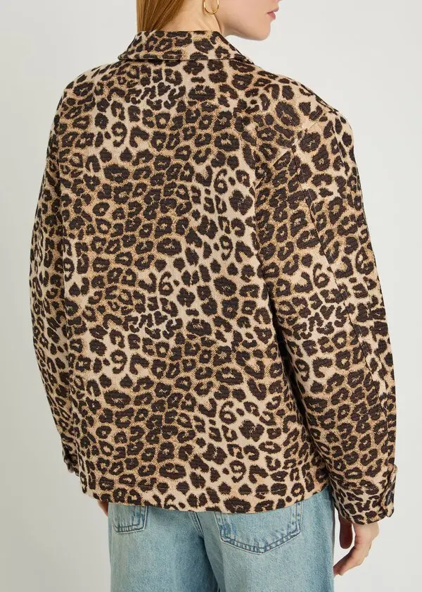 ANINE BING Flynn Print Cotton-blend Jacket - Leopard