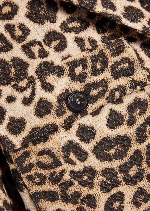ANINE BING Flynn Print Cotton-blend Jacket - Leopard