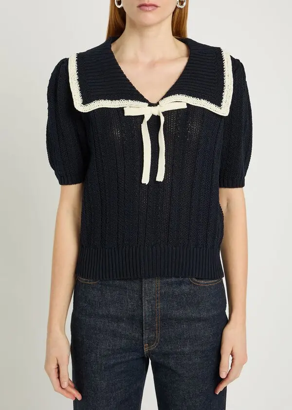 Rixo Pippa Bow-appliquéd Cotton Top