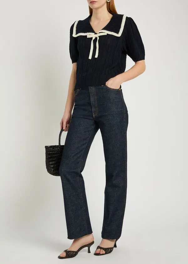 Rixo Pippa Bow-appliquéd Cotton Top