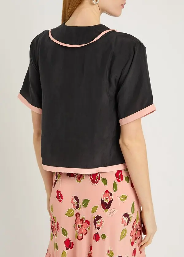 Rixo Nicolina Floral-embroidered Silk Top