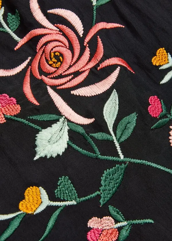 Rixo Nicolina Floral-embroidered Silk Top