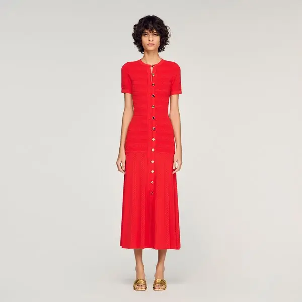 Sandro Knit Maxi Dress - Red