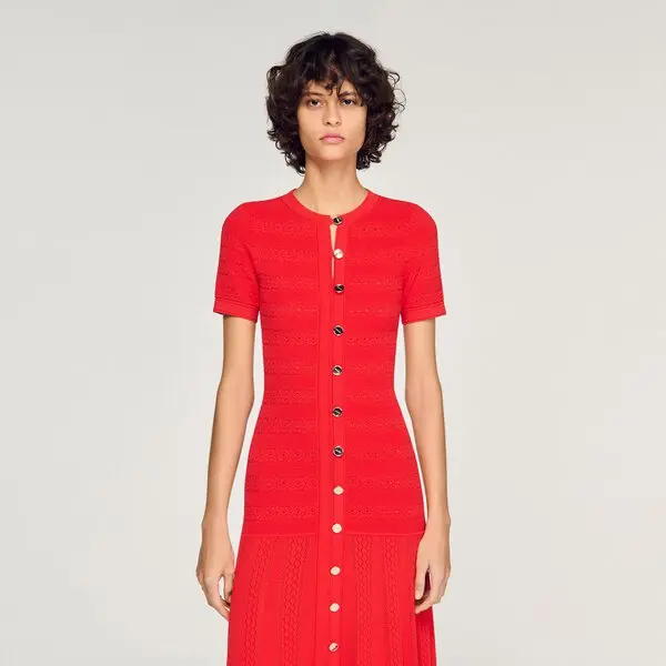 Sandro Knit Maxi Dress - Red
