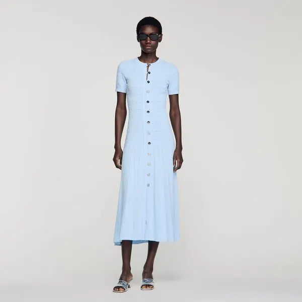 Sandro Knit Maxi Dress - Sky Blue