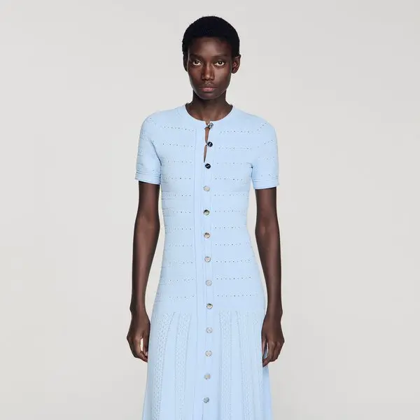 Sandro Knit Maxi Dress - Sky Blue