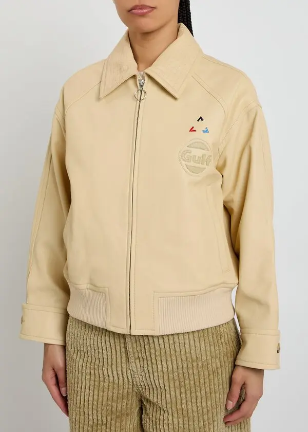 AN-Y1 Logo-appliquéd Leather Bomber Jacket