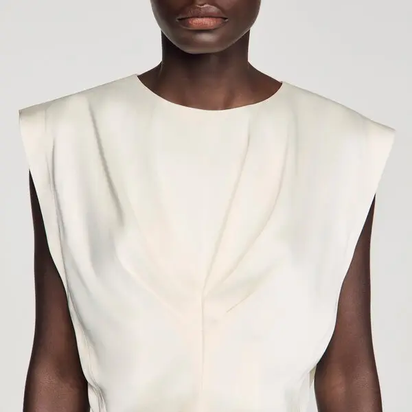 Sandro Plain Satin-effect Crop Top