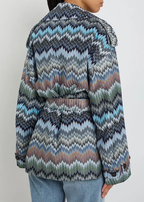 Missoni Zigzag Belted Fine-knit Trench Jacket - Multicoloured