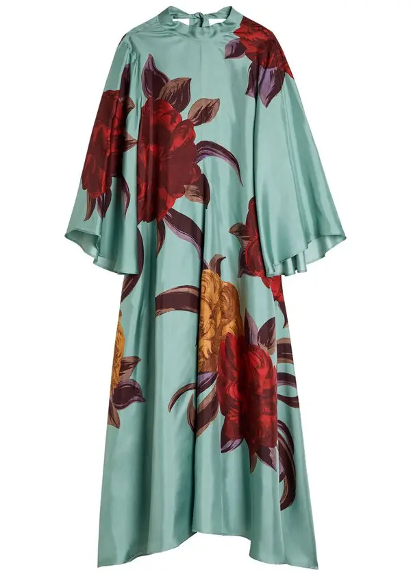 La DoubleJ Magnifico Floral-print Silk Maxi Dress - Blue
