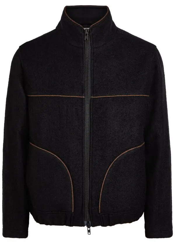 Oliver Peoples Bembridge Pipe-trimmed Cotton And Wool-blend Jacket - Black