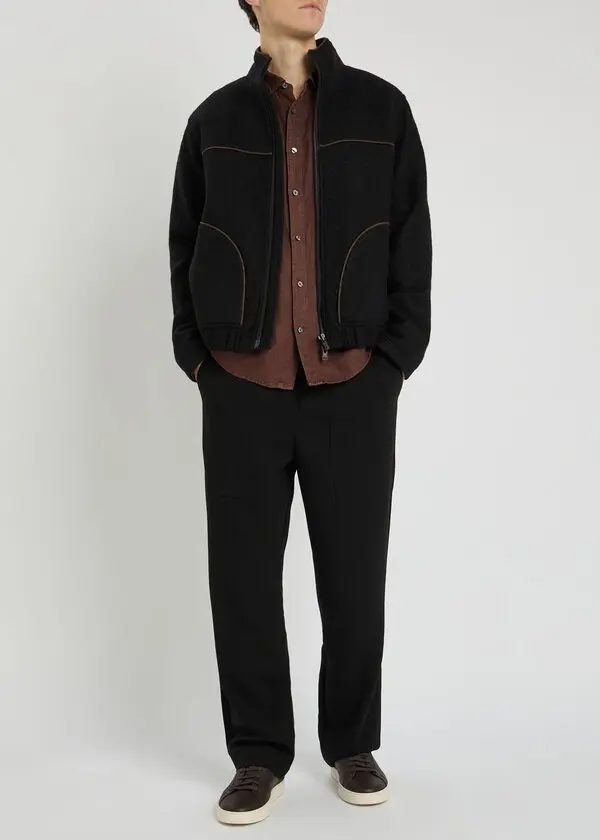 Oliver Peoples Bembridge Pipe-trimmed Cotton And Wool-blend Jacket