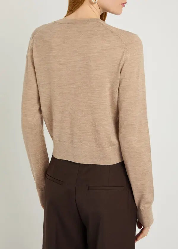 ANINE BING Wool And Cashmere-blend Cardigan - Taupe