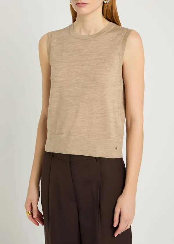 ANINE BING Moni Wool And Cashmere-blend Tank - Taupe