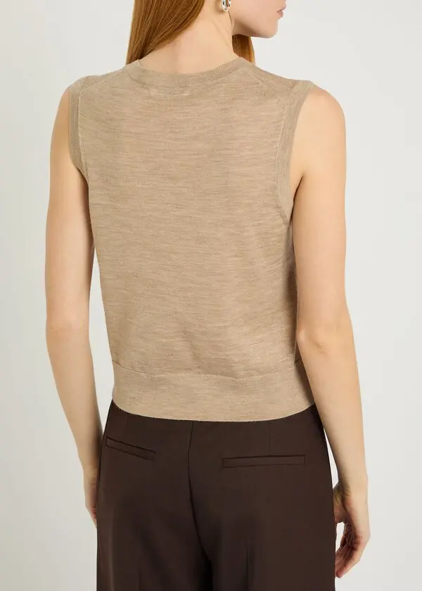 ANINE BING Moni Wool And Cashmere-blend Tank - Taupe