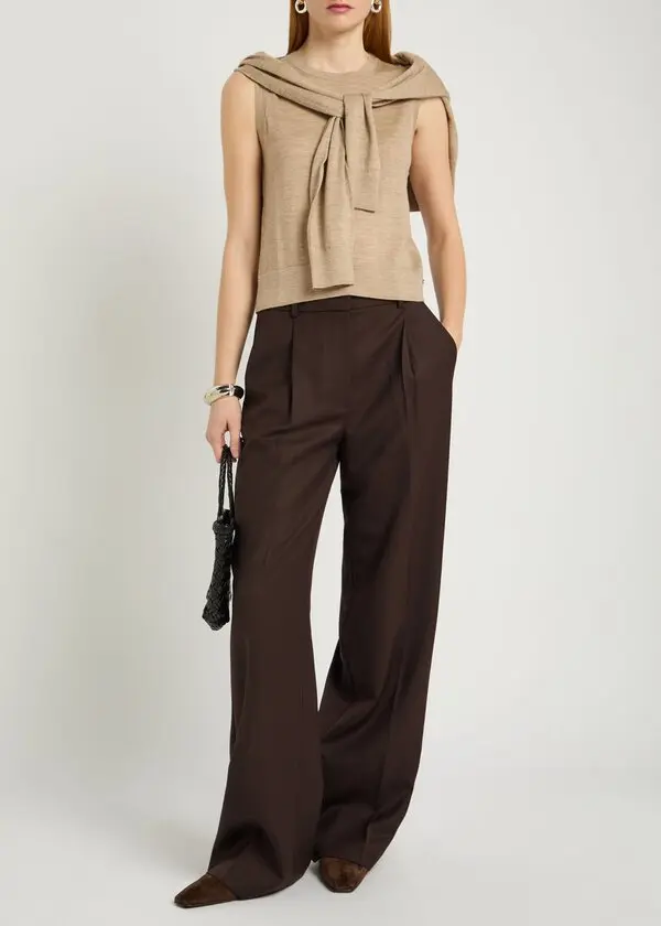 ANINE BING Moni Wool And Cashmere-blend Tank - Taupe