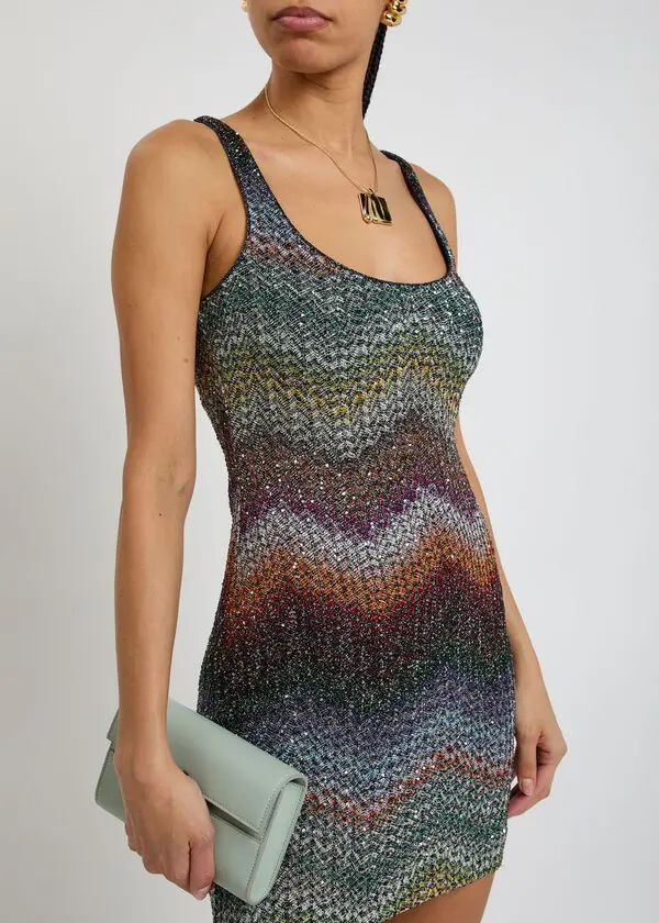 Missoni Sequin-embellished Zigzag Metallic-knit Mini Dress - Multicoloured  | Editorialist
