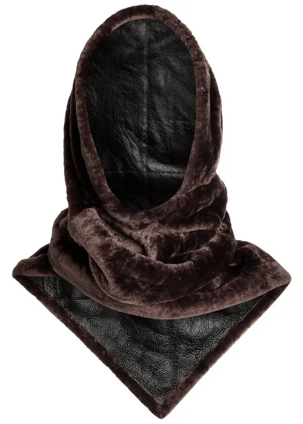 Nour Hammour Shearling Head Scarf - Brown
