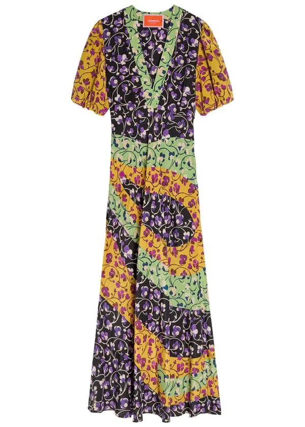 La DoubleJ Marlene Floral-print Silk Maxi Dress - Yellow