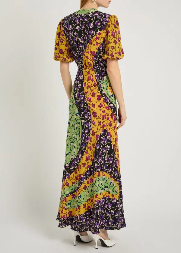 La DoubleJ Marlene Floral-print Silk Maxi Dress - Yellow