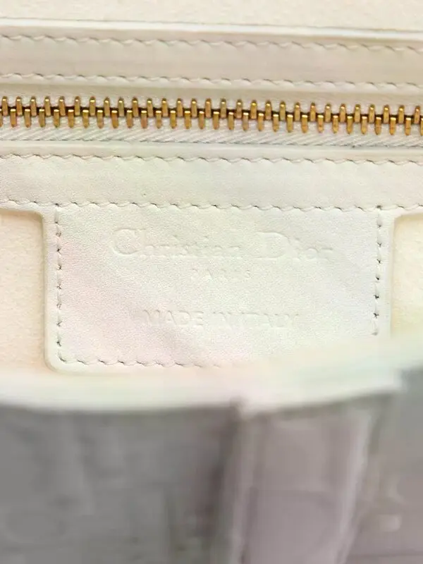 Dior 2010 Oblique Embossed Calfskin Saddle Bag - White