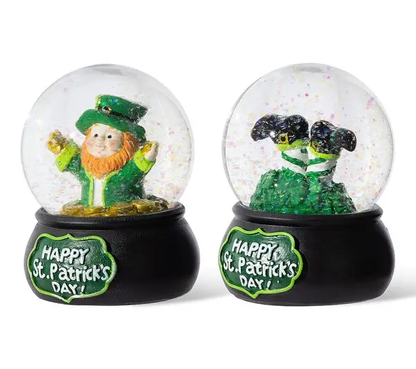 GLITZHOME 3.5'h S/2 St.patrick's Leprechaun Wat Erglobes - One-color