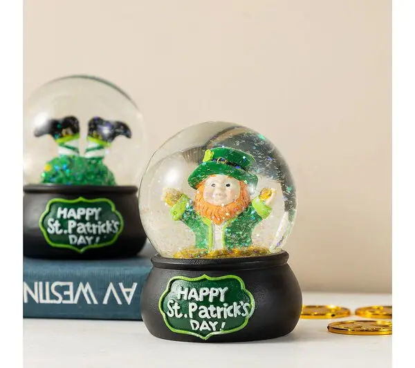 GLITZHOME 3.5'h S/2 St.patrick's Leprechaun Wat Erglobes