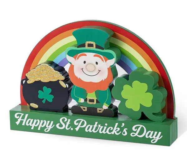 GLITZHOME 12'l Set Of 4 St. Patrick's Wooden Ta Ble Block - One-color