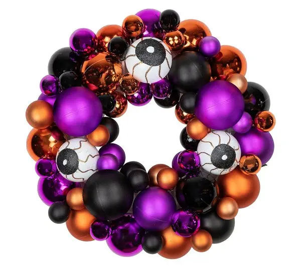 NORTHLIGHT Ornament Eyeballs Halloween Wreath 1 3' Unlit - One-color