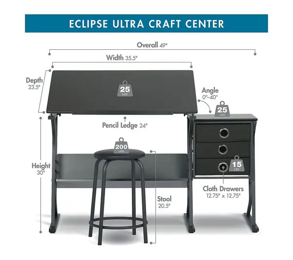 STUDIO DESIGNS HOME Studio Designs Eclipse Ultra Craft Center Black / Black