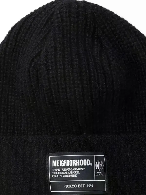 NEIGHBORHOOD Ribbed Knit Beanie - Black