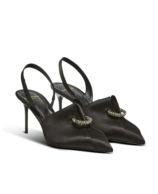 Balmain Satin Slingbacks With Piercing