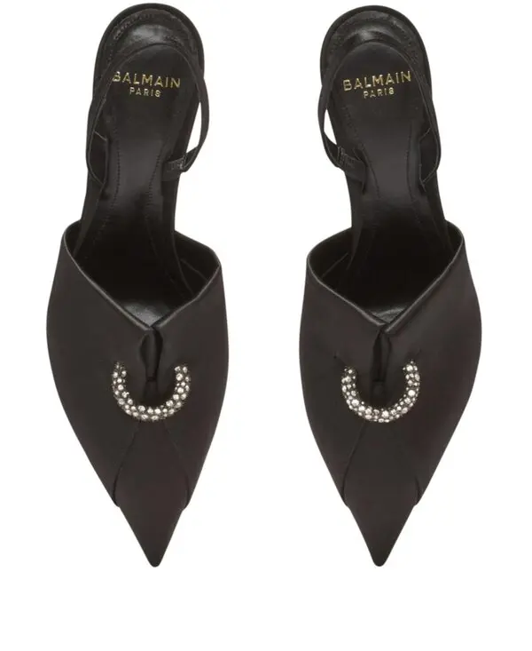 Balmain Satin Slingbacks With Piercing