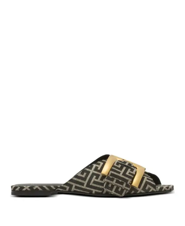 Balmain Flat Monogram Jacquard Anthem Sandals